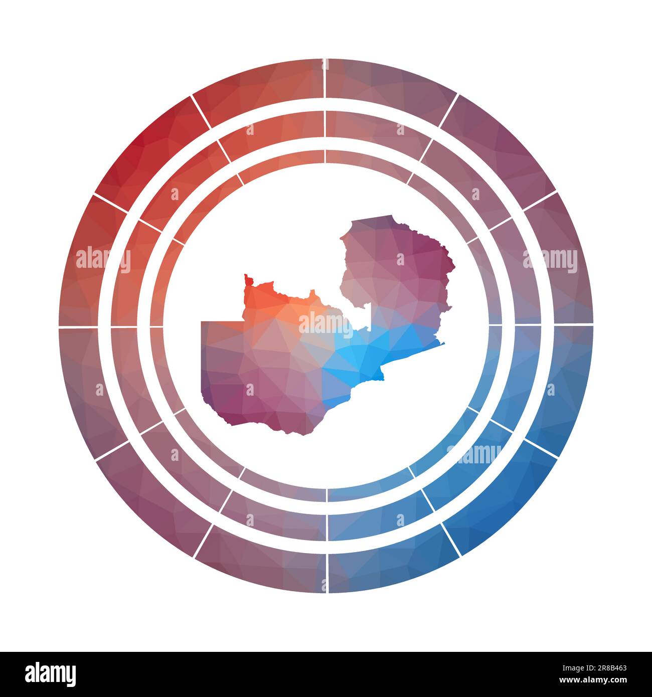 Zambia badge. Bright gradient logo of country in low poly style ...