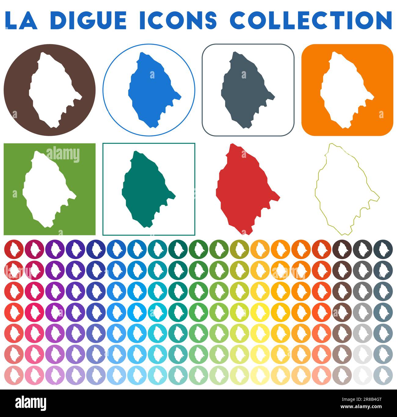 La Digue Icons Collection Bright Colourful Trendy Map Icons Modern La