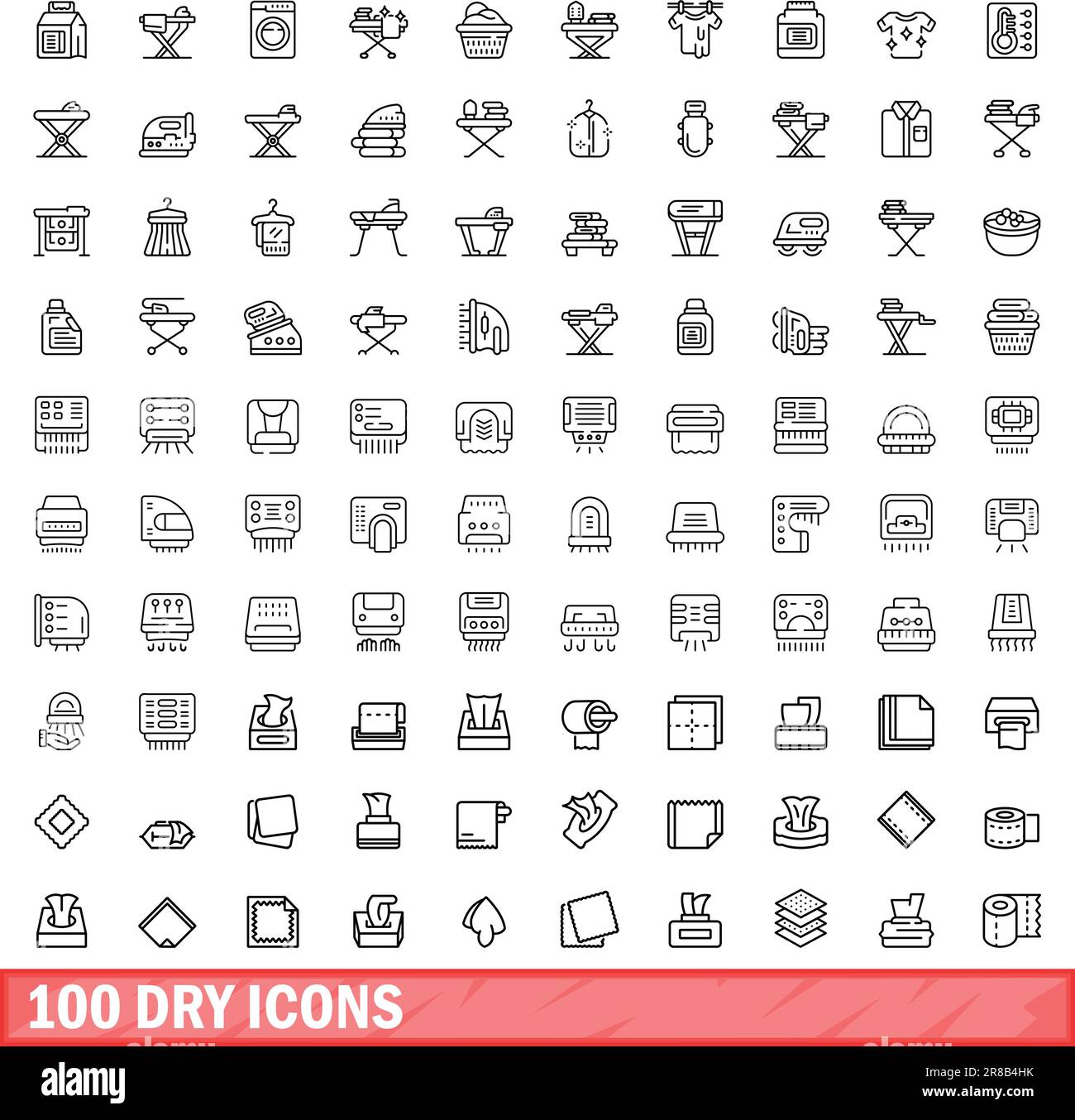 100 dry icons set. Outline illustration of 100 dry icons vector set ...