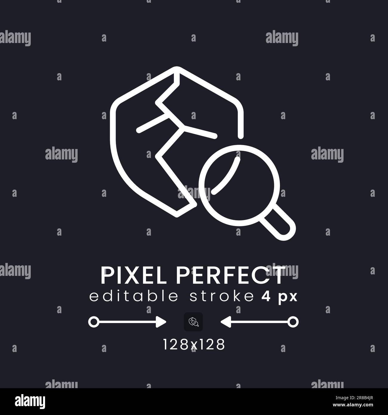 Vulnerability scanning white linear desktop icon on black Stock Vector ...