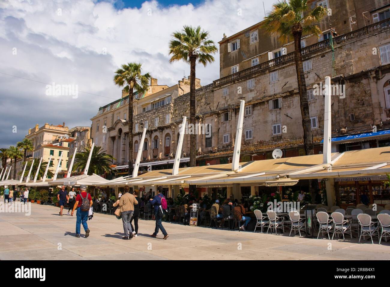 Split, Croatia - May 12 2023.The historic Riva waterfront in the centre ...