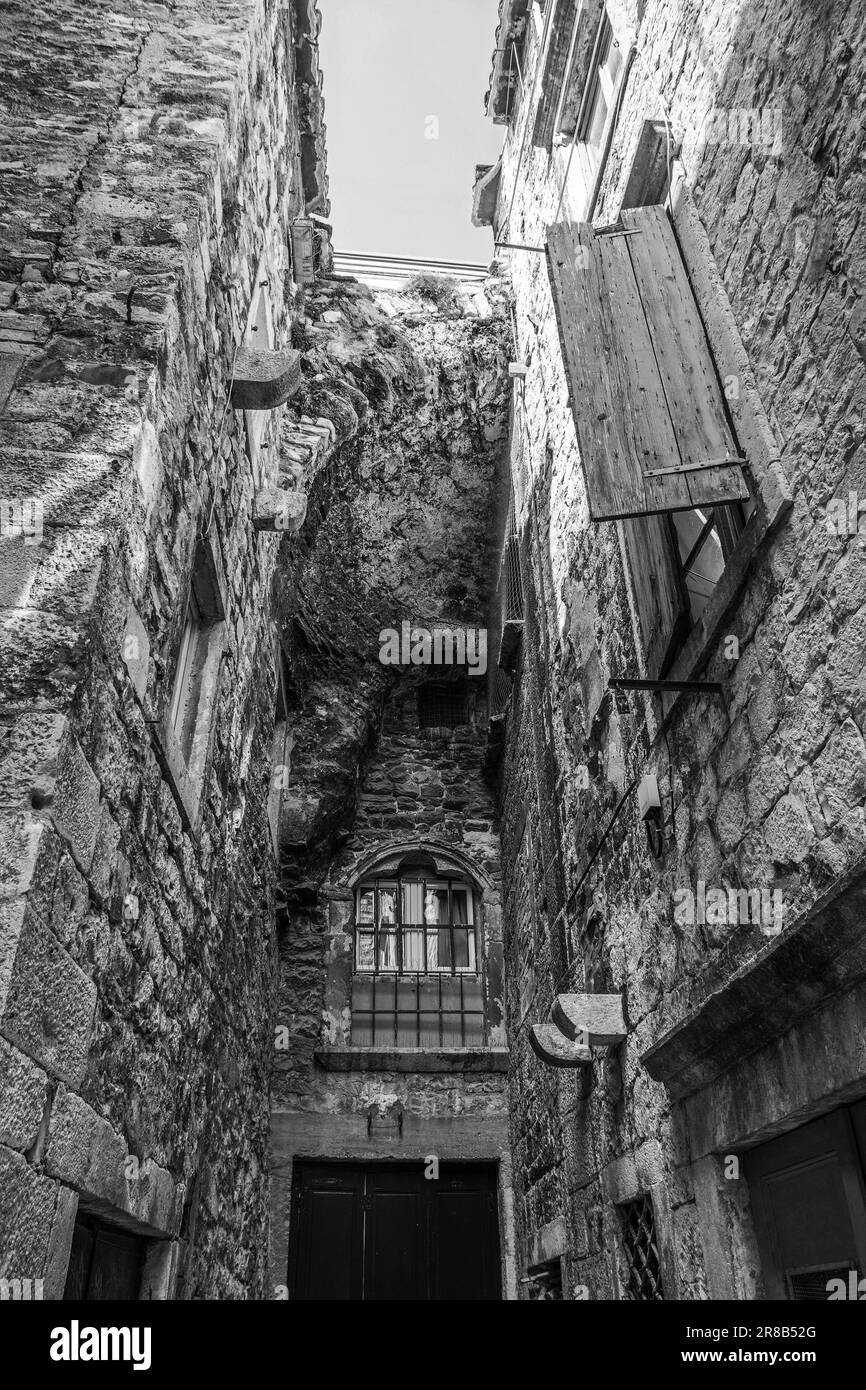 Historic residential buildings in the old centre of Split in Croatia ...