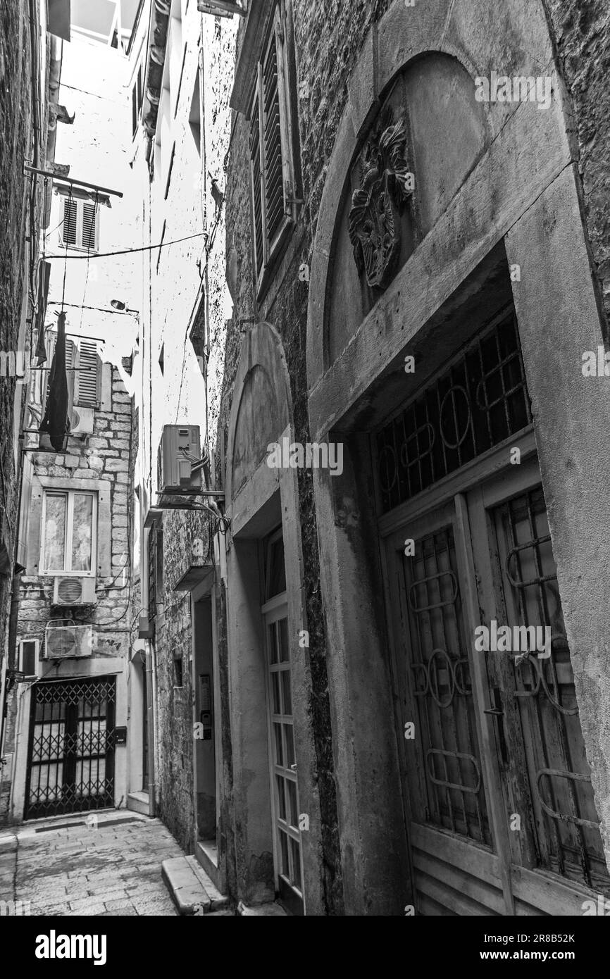 Historic residential buildings in a quiet back street in the city of ...