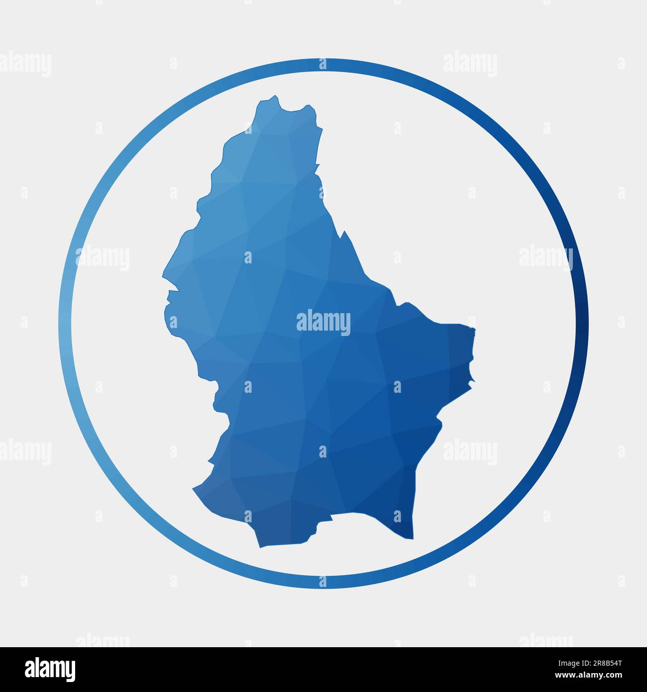 Luxembourg icon. Polygonal map of the country in gradient ring. Round ...
