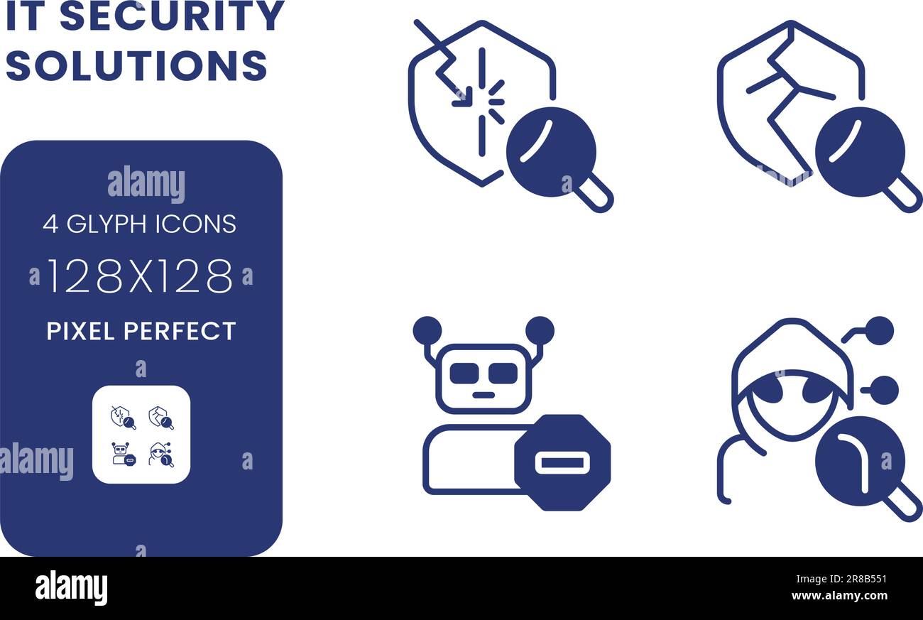 Cybersecurity solutions black solid desktop icons pack Stock Vector ...