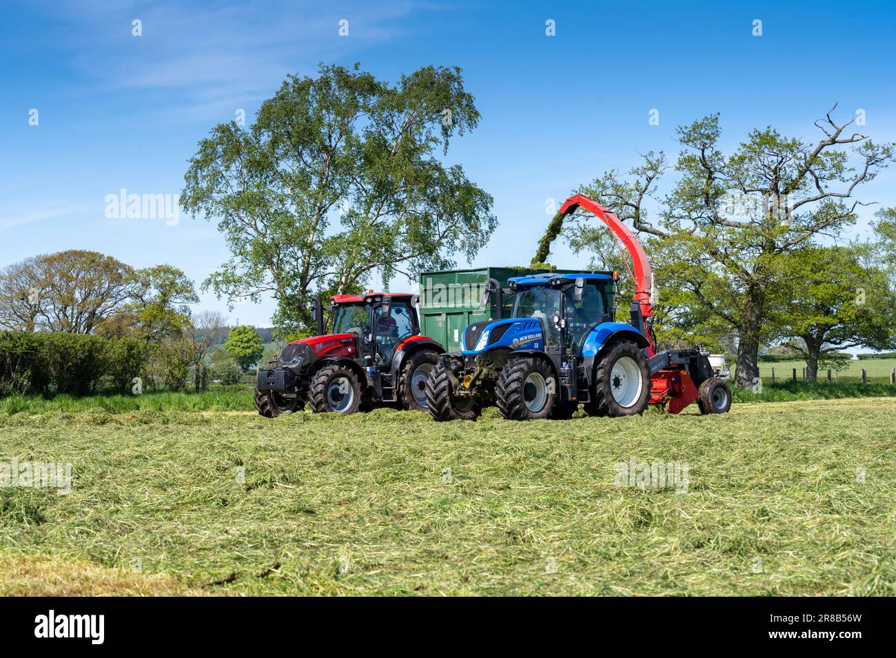 Making first cut silage on a dairy farm in early summer in the Eden ...