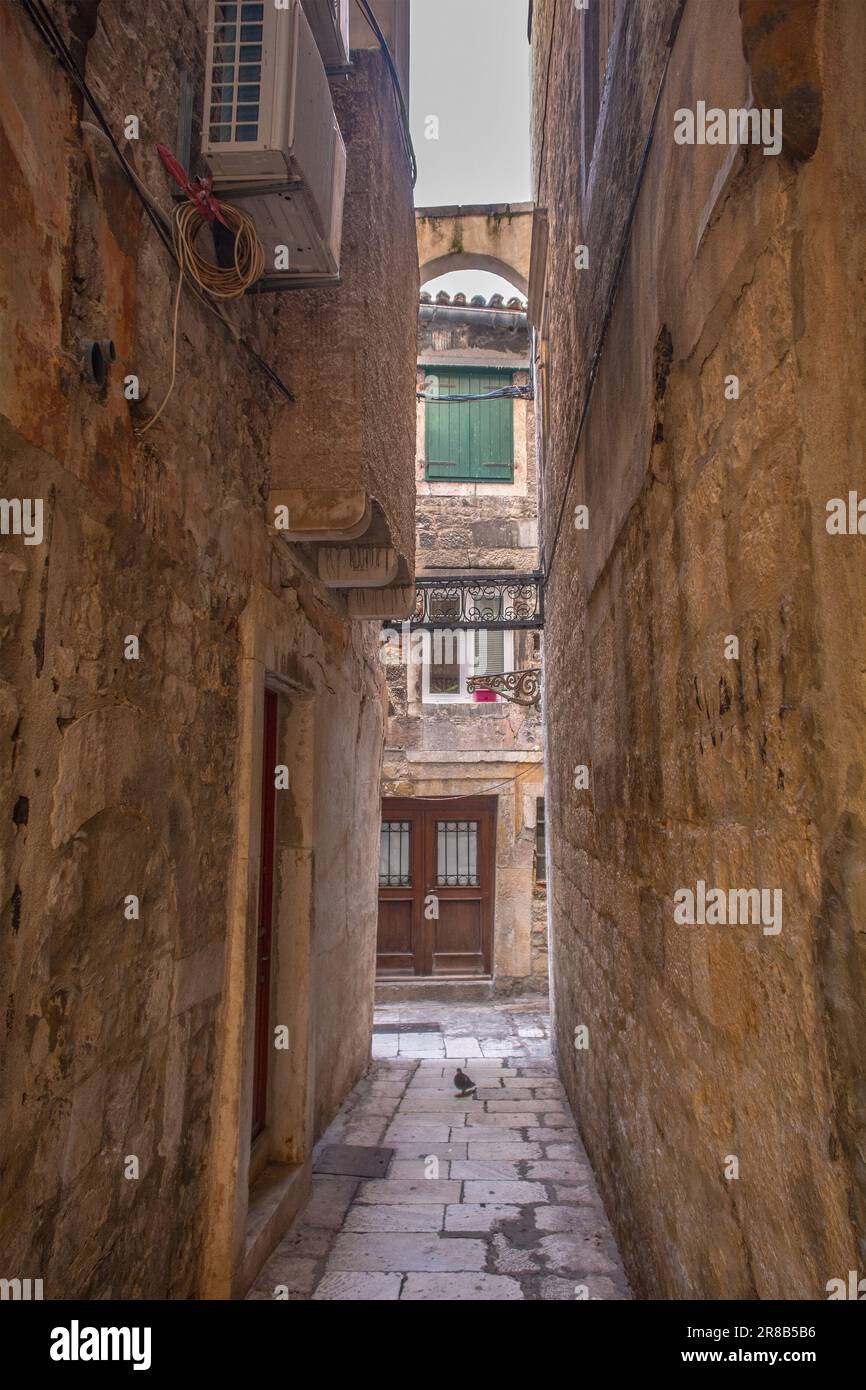 Historic residential buildings in a quiet back street in the city of ...
