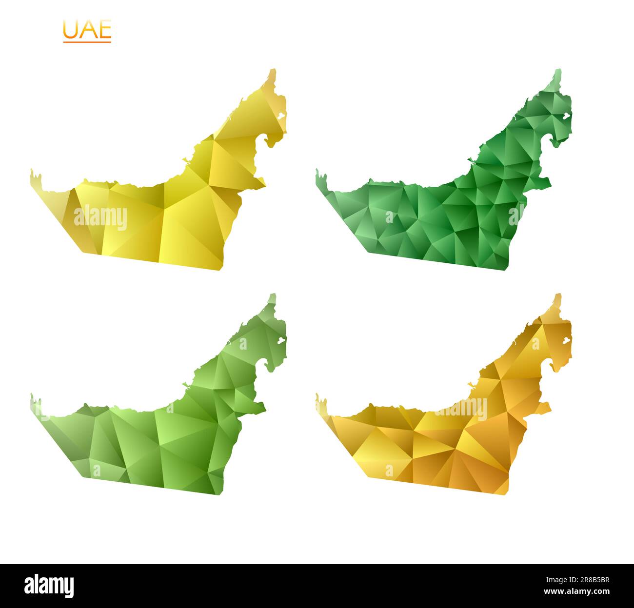 Set of vector polygonal maps of UAE. Bright gradient map of country in ...