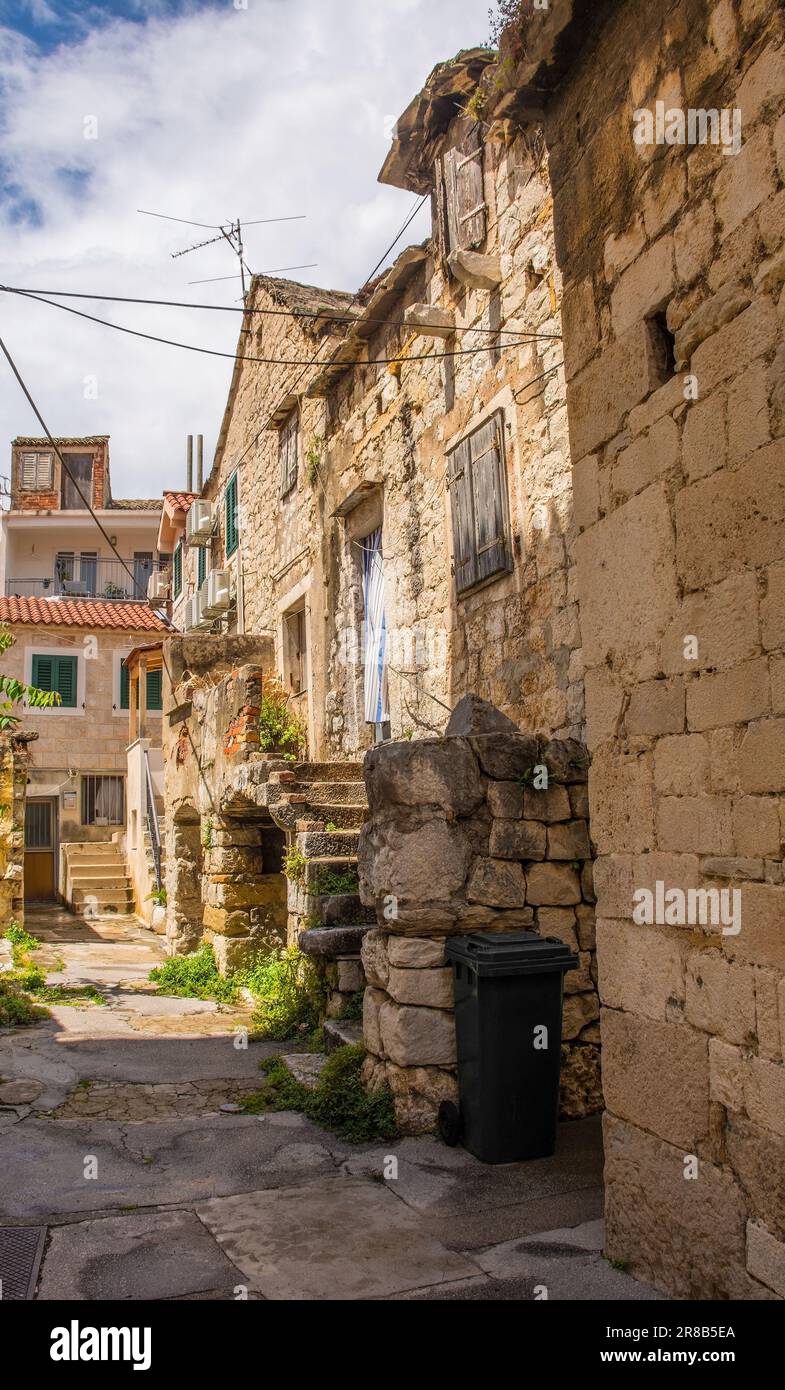 Historic residential buildings in a quiet back street in the city of ...