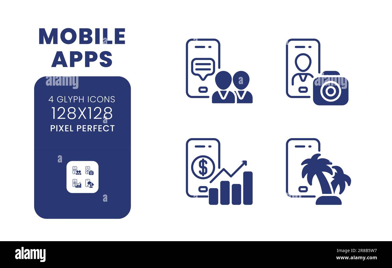 Mobile apps black solid desktop icons pack Stock Vector Image & Art - Alamy