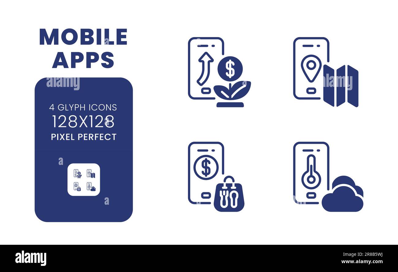 Mobile apps black solid desktop icons pack Stock Vector Image & Art - Alamy