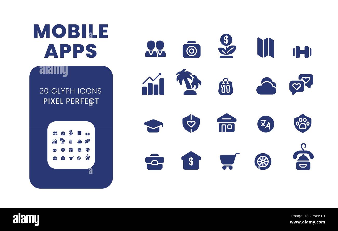 Mobile apps black solid desktop icons pack Stock Vector Image & Art - Alamy