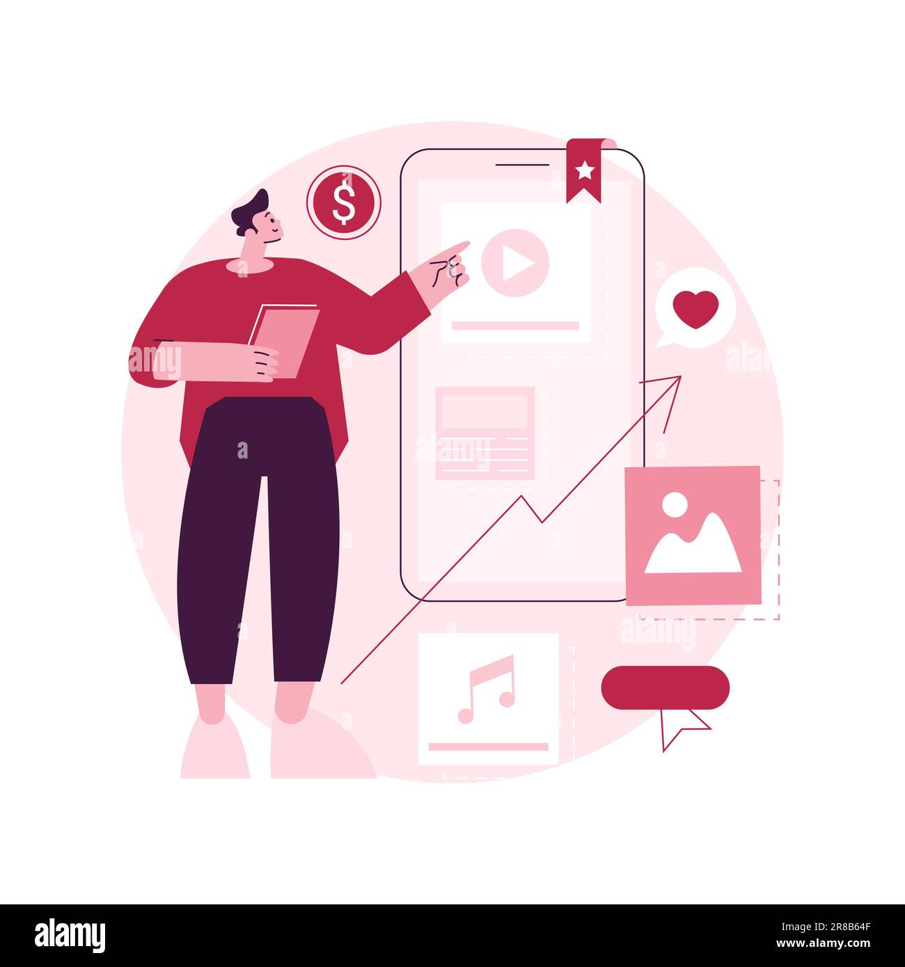High ROI content abstract concept vector illustration. Social media ...