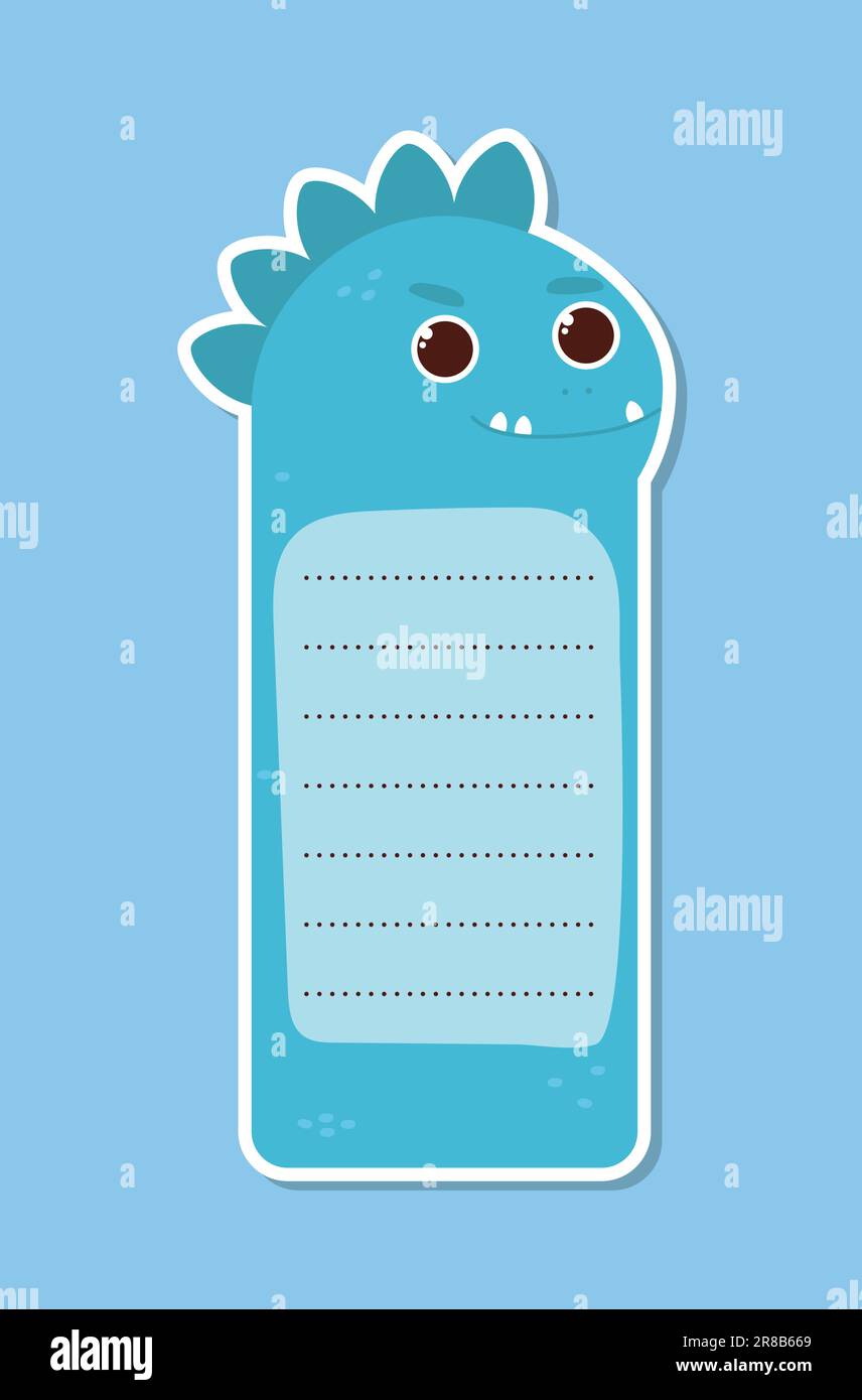 Cute blue monster bookmark vector Stock Vector Image & Art - Alamy