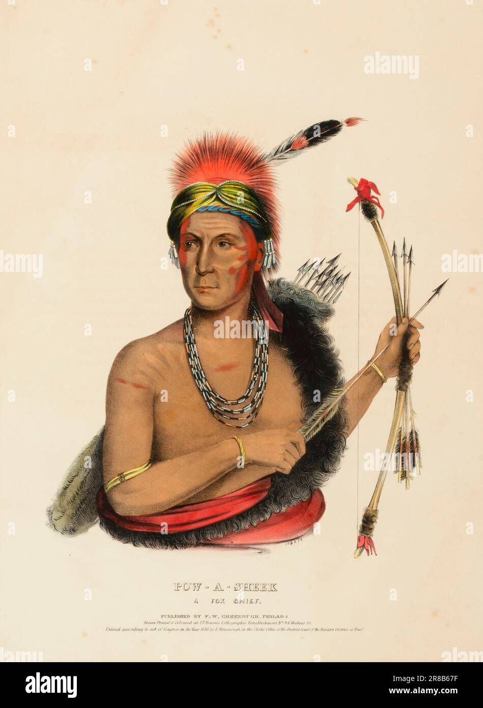 POW-A-SHEEK. A FOX CHIEF. ca. 1838 by McKenney and Hall, 1836-1844 ...