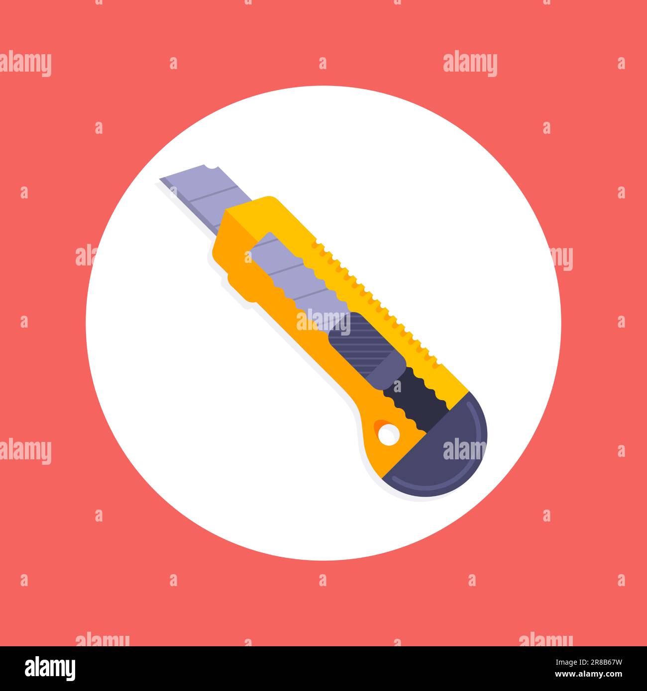 yellow stationery paper cutter. flat vector illustration Stock Vector ...