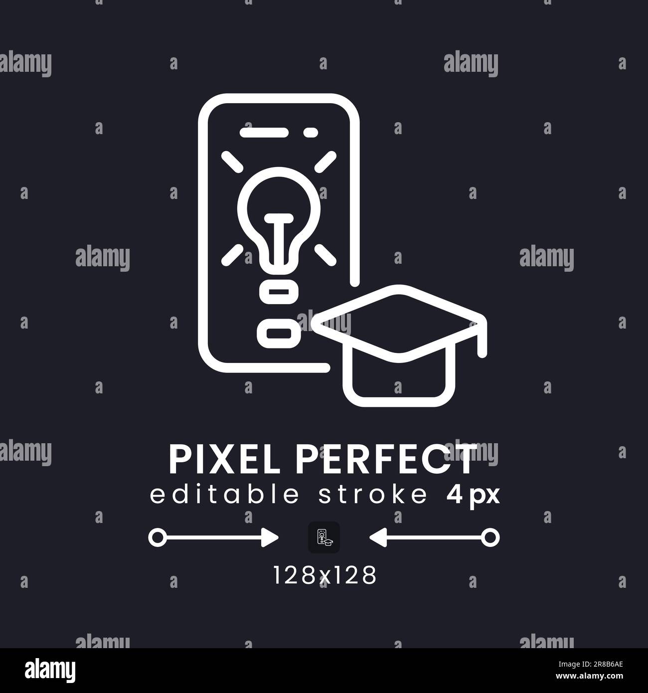 Education app white linear desktop icon on black Stock Vector Image ...
