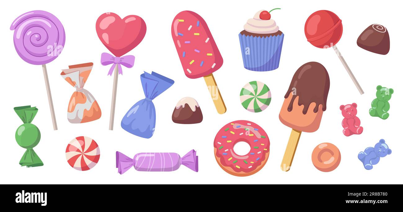 Sweets and sugar products vector set Stock Vector Image & Art - Alamy