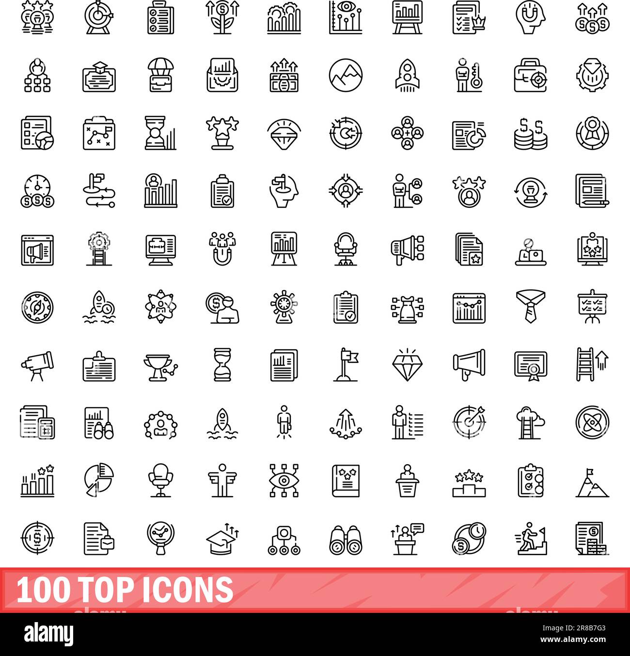 100 top icons set. Outline illustration of 100 top icons vector set ...