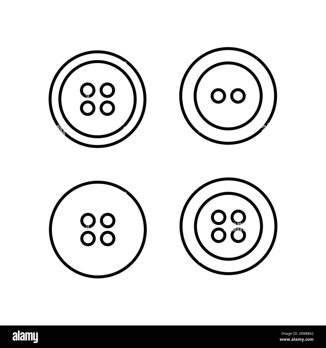 Sewing buttons icons set. Round clothes buttons in line style. Vector ... Sewing buttons icons set. Round clothes buttons in line style. Vector ...