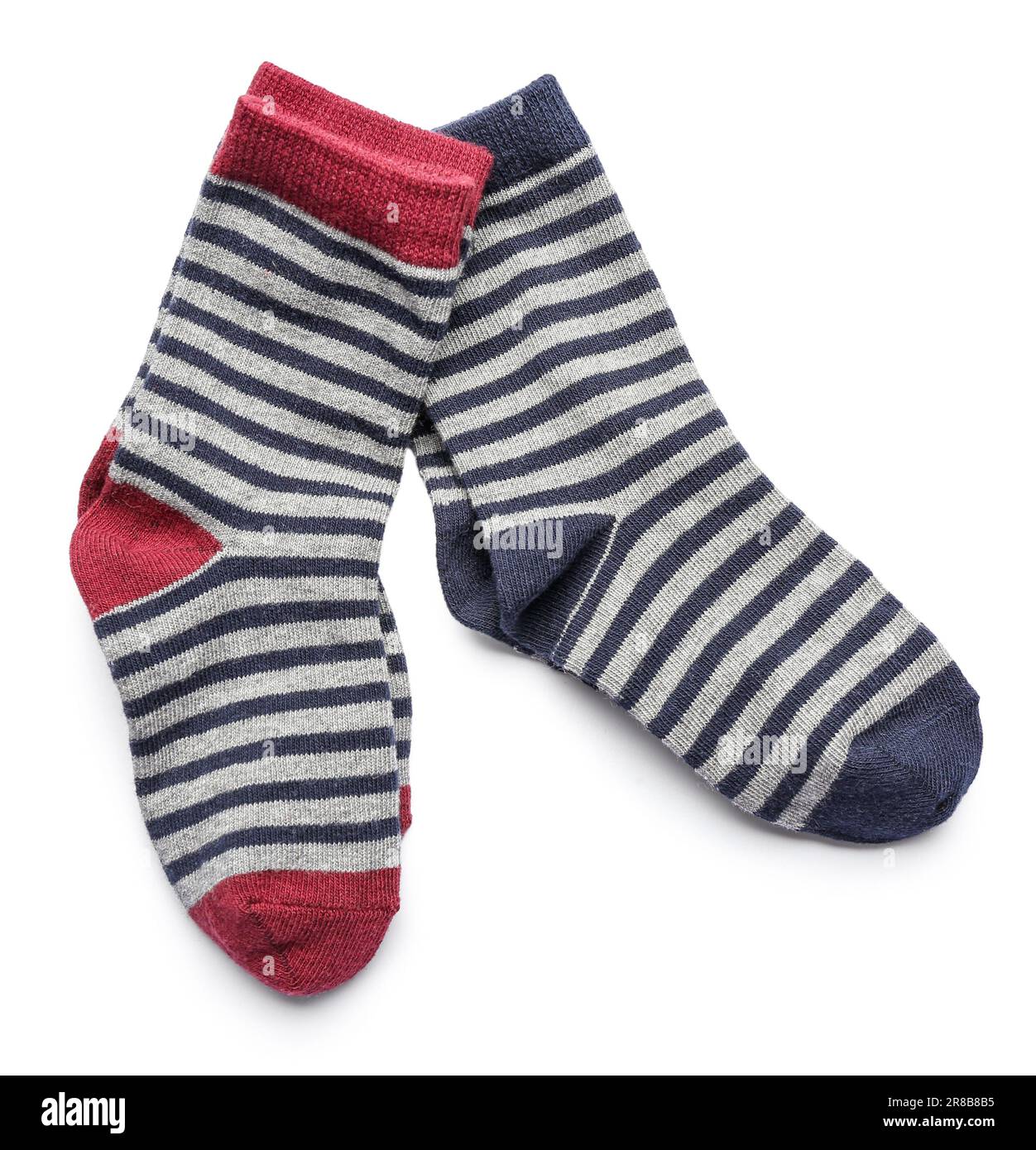 Pair of striped socks isolated on white background Stock Photo - Alamy