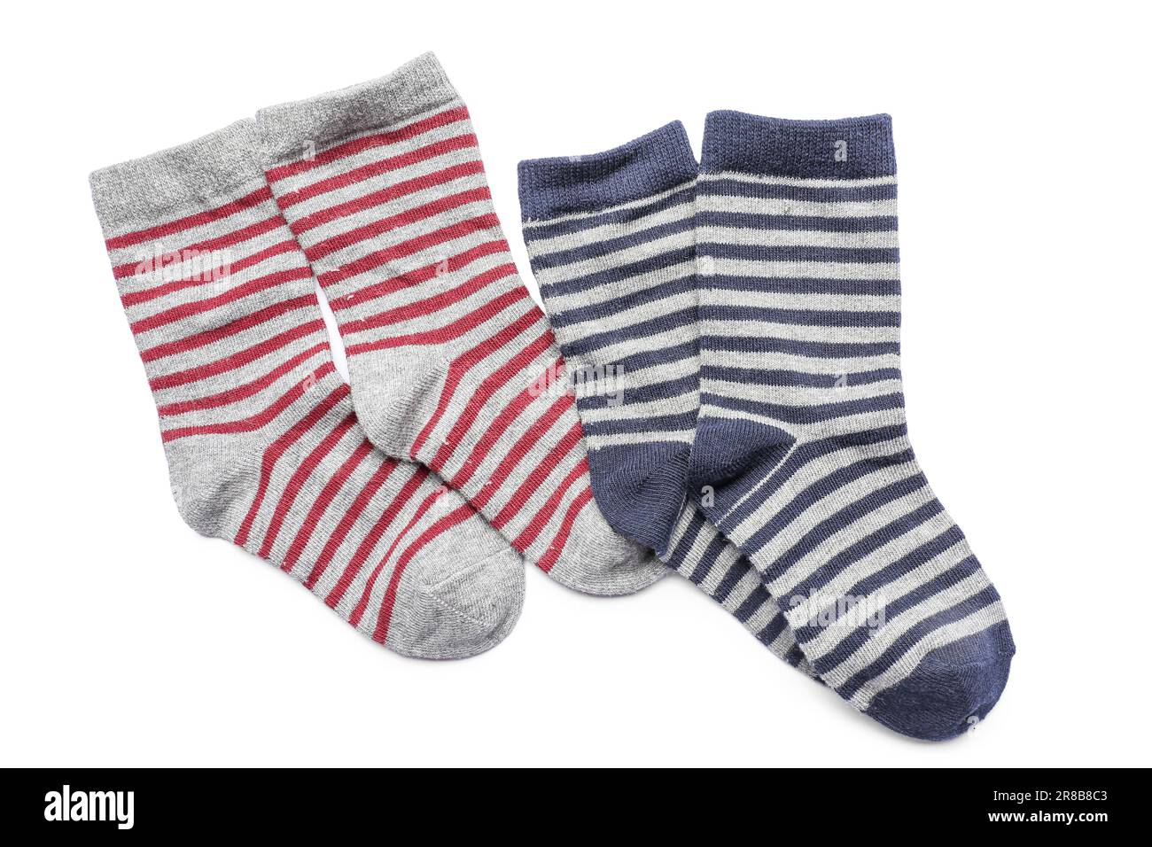 Pairs of striped socks isolated on white background Stock Photo - Alamy