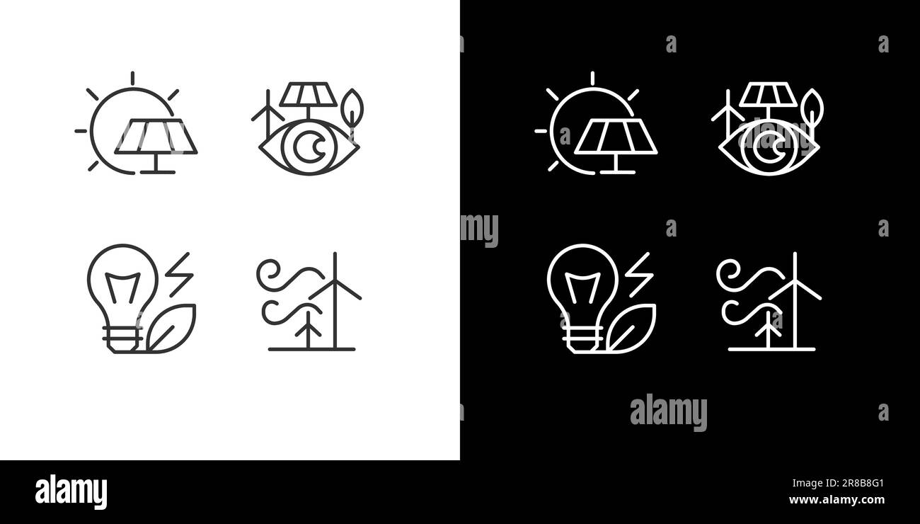 Alternative power sources pixel perfect linear icons set for dark, light mode Stock Vector Image ...