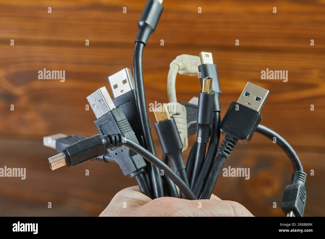 Usb cables in a bunch Stock Photo - Alamy