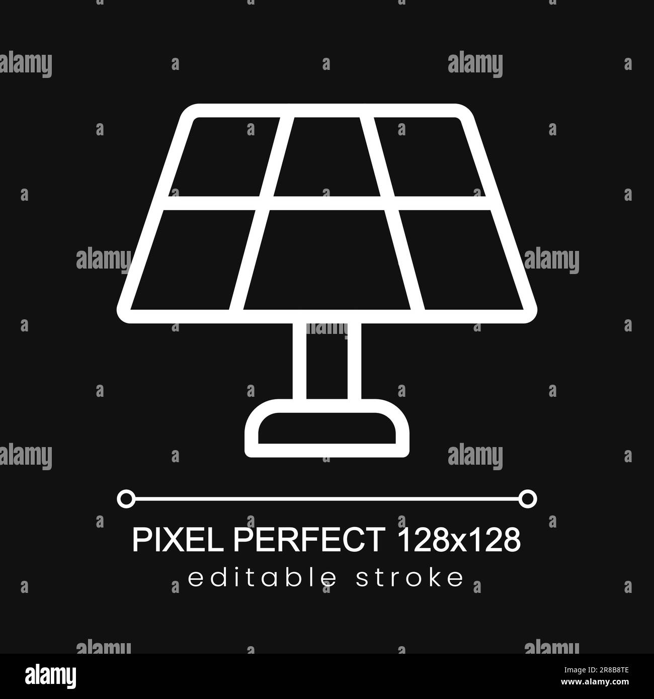 Solar panel pixel perfect white linear icon for dark theme Stock Vector ...