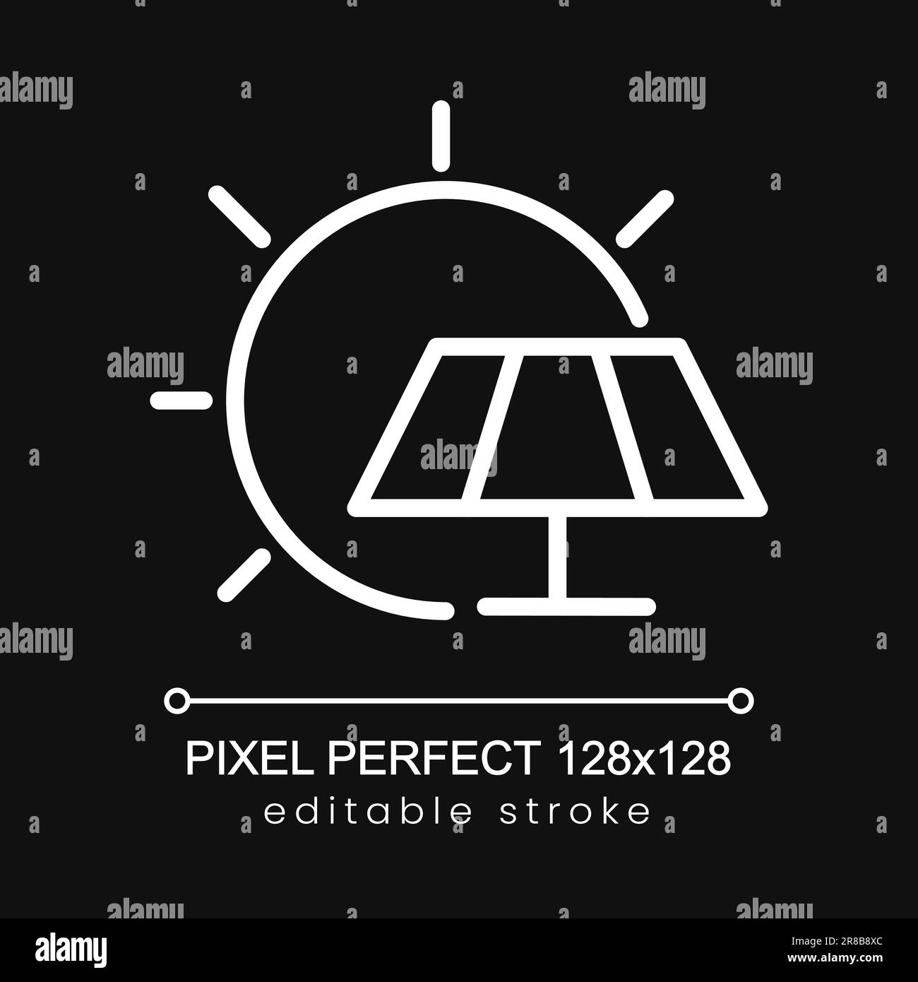 Solar energy pixel perfect white linear icon for dark theme Stock ...