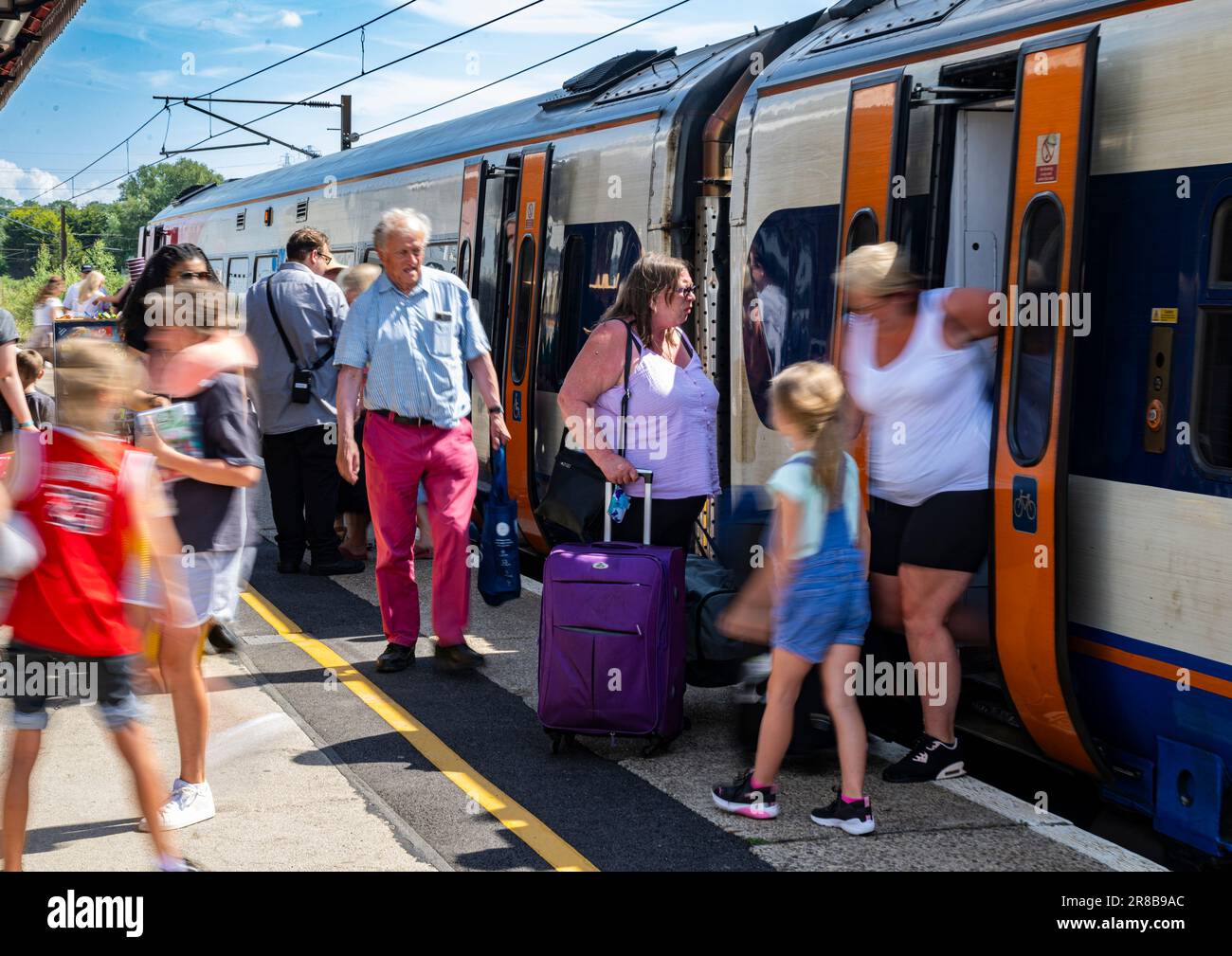 Grantham Train Station – Passengers stood on a platform waiting to ...