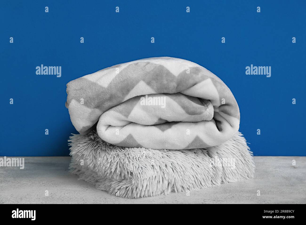 New soft folded blankets hi-res stock photography and images - Alamy