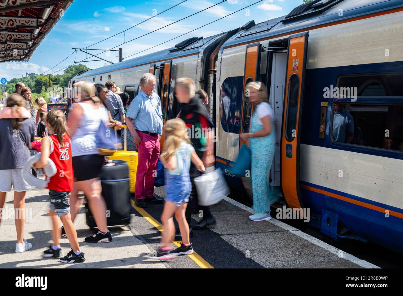 Grantham Train Station – Passengers stood on a platform waiting to ...