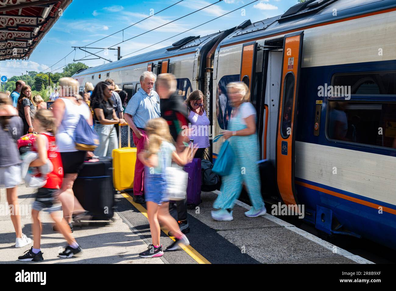 Grantham Train Station – Passengers stood on a platform waiting to ...