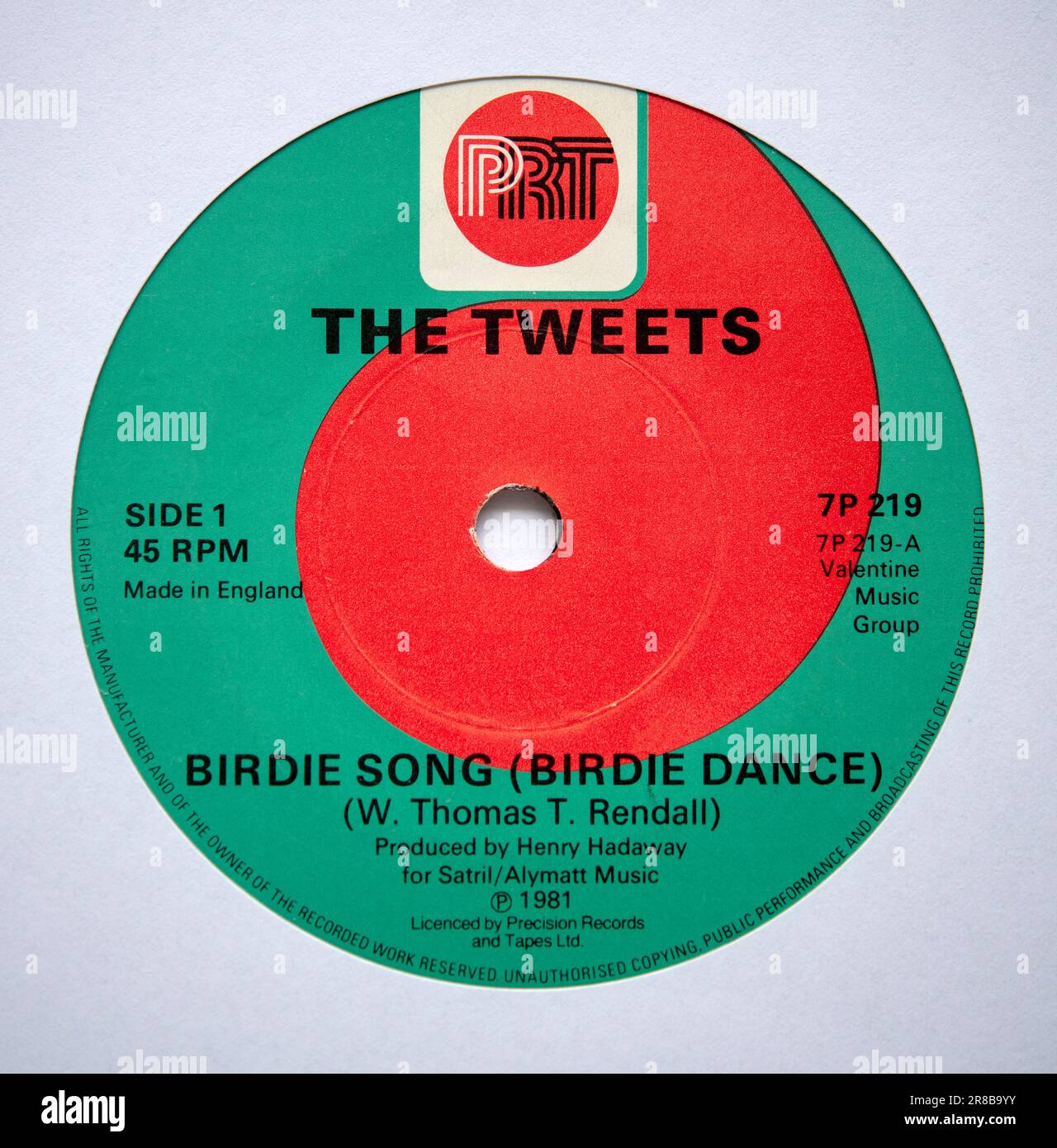 Centre label of the seven inch single version of the Birdie Song by The ...