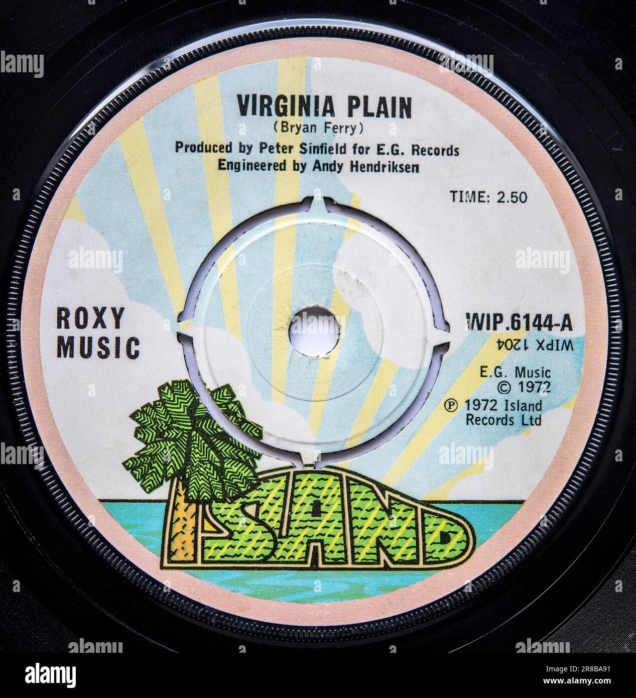 Centre label of the seven inch single version of Virginia Plain by Roxy ...