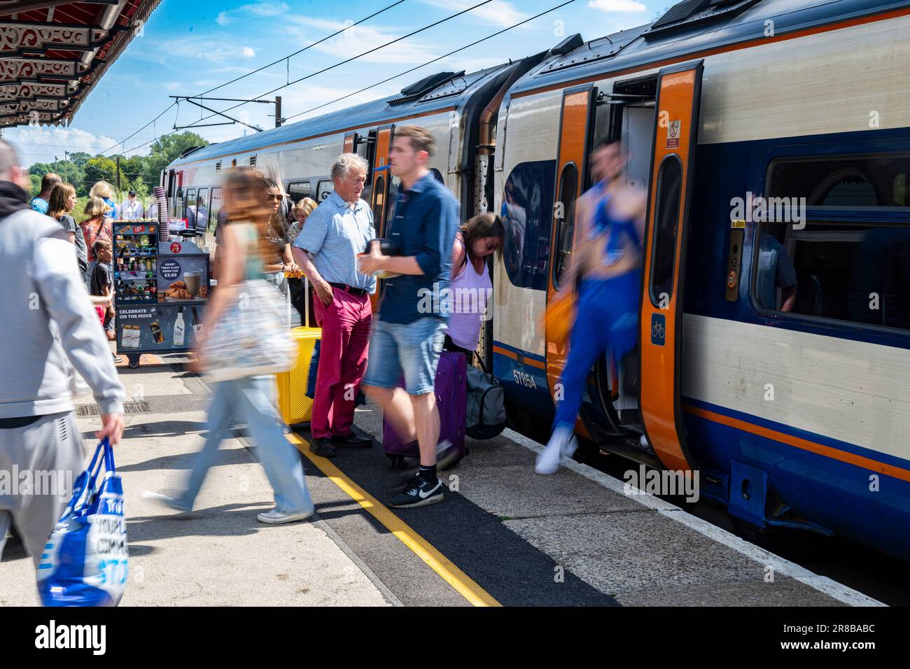 Grantham Train Station – Passengers stood on a platform waiting to ...
