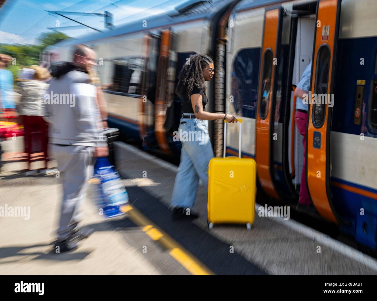 Grantham Train Station – Passengers stood on a platform waiting to ...
