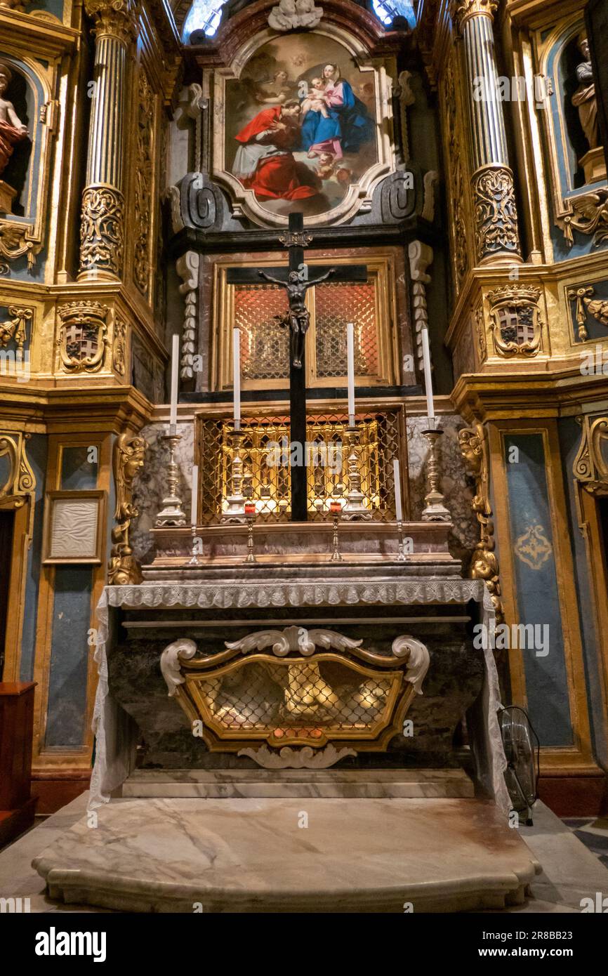 Valletta, Malta, 4 May 2023. The altar painting depicts Saint Charles ...