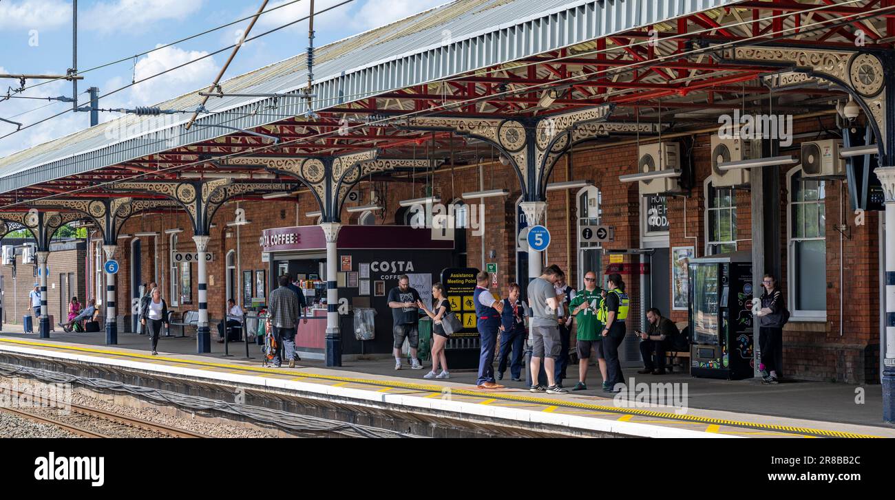 Grantham Train Station – Passengers and travellers waiting on the ...