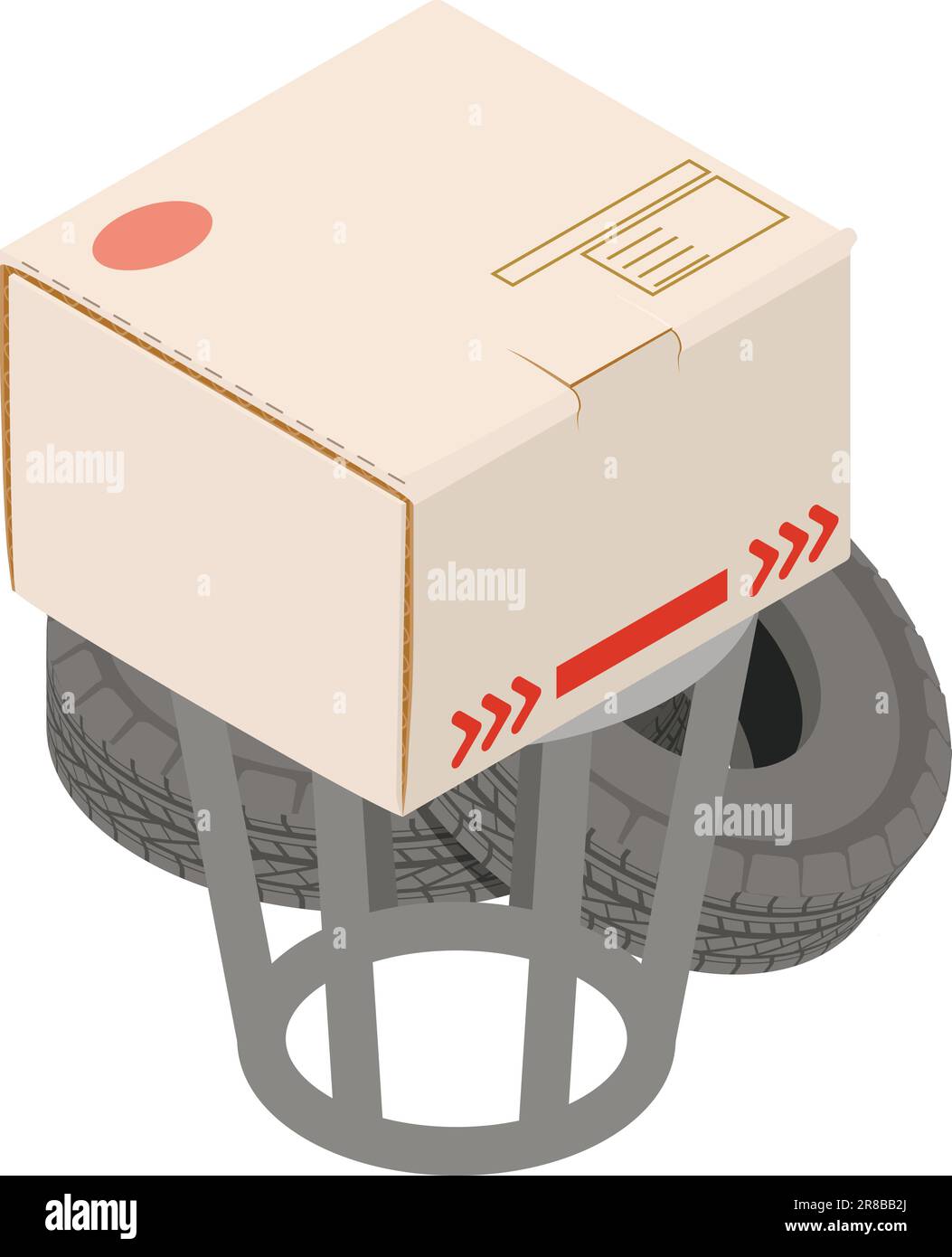 Garbage concept icon isometric vector. Worn car tire, parcel box and ...