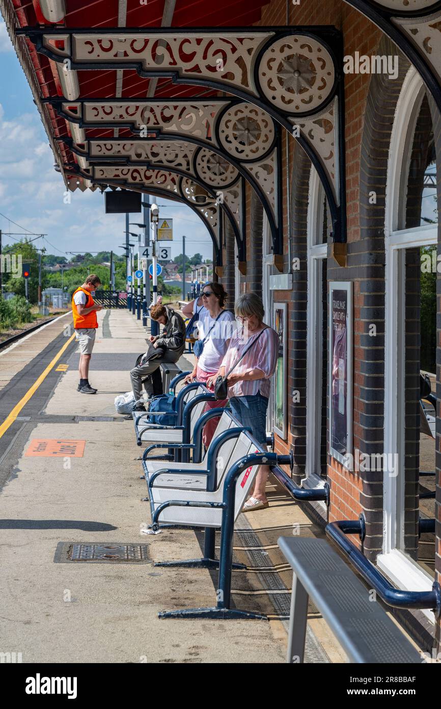 Grantham Train Station – Passengers and travellers waiting on the ...