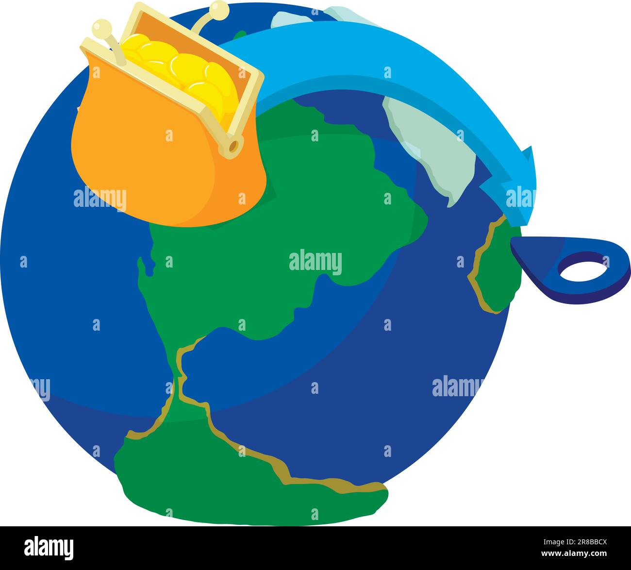 Money transfer icon isometric vector. Planet earth with pointer and ...
