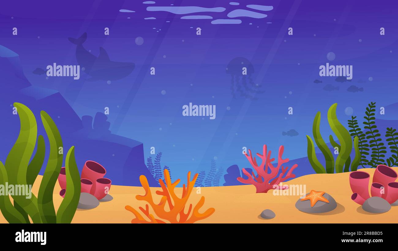 Underwater scenery cute animal Stock Vector Images - Alamy