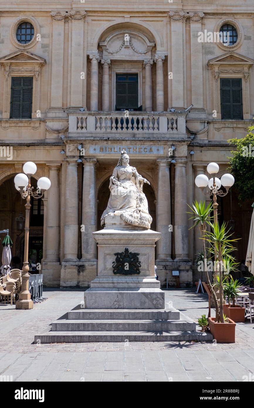 Valletta, Malta, May 4, 2023.Statue of Queen Victoria in front of the ...