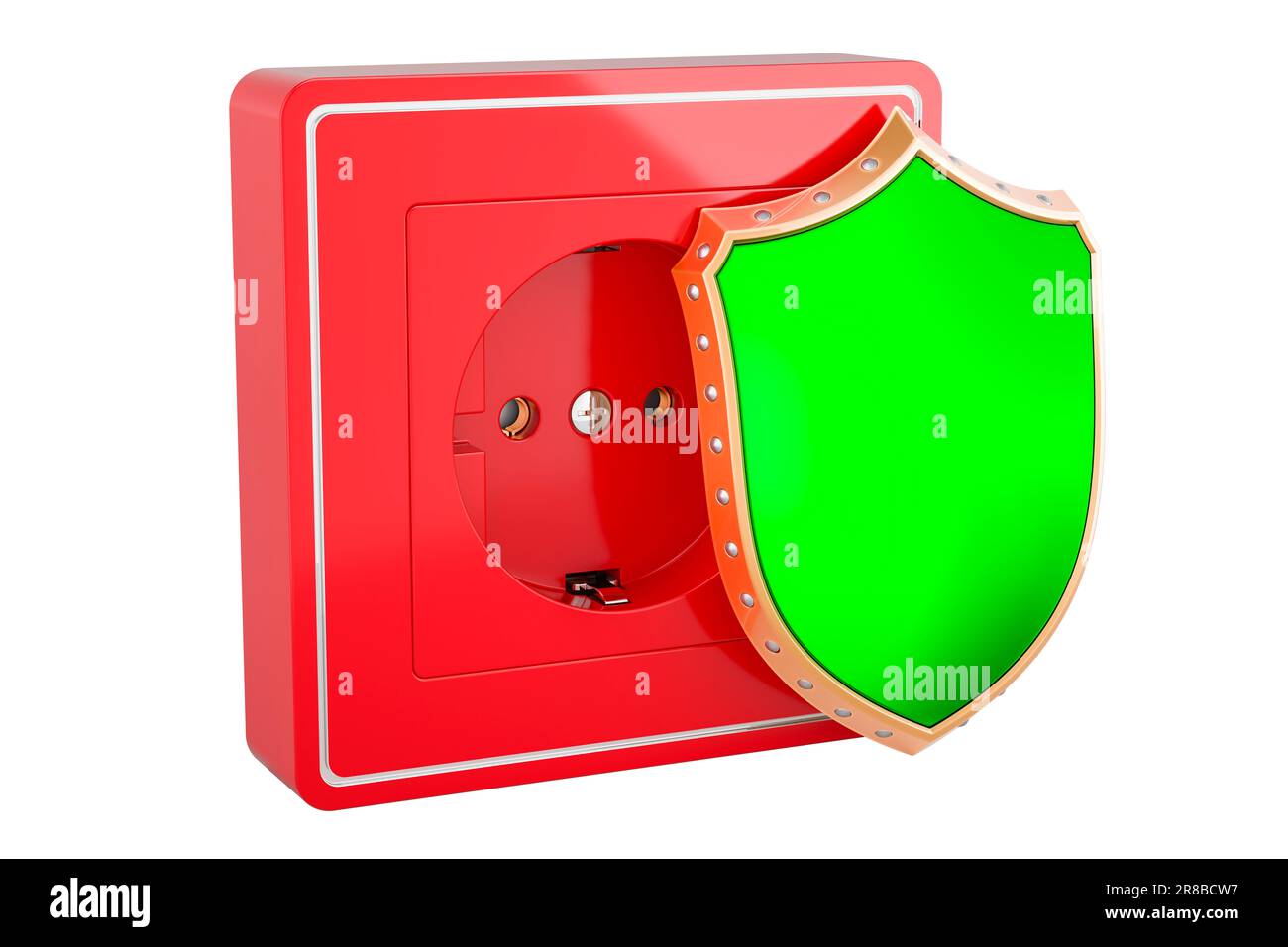 Electrical outlet, socket with shield. 3D rendering isolated on white ...