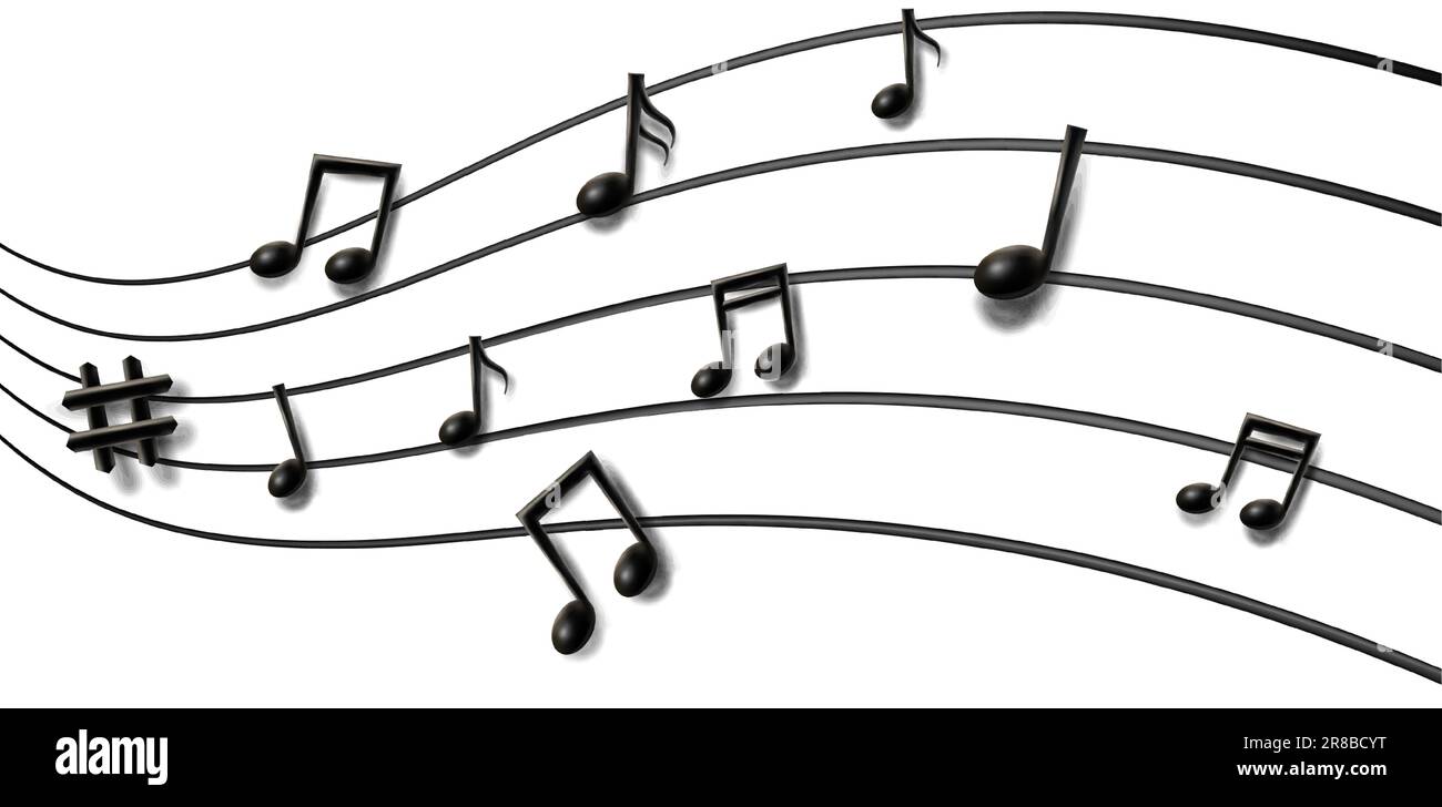 3d realistic vector background. Music notes wave background Stock ...