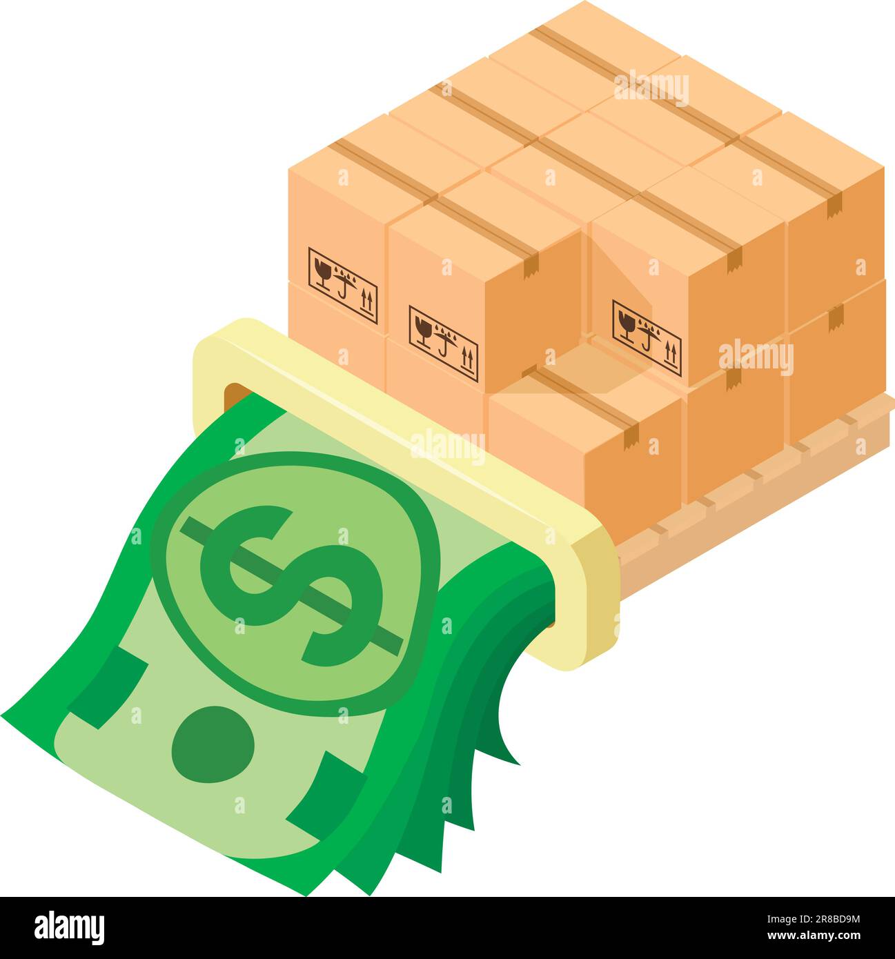 Warehouse logistic icon isometric vector. Parcel box on pallet and ...