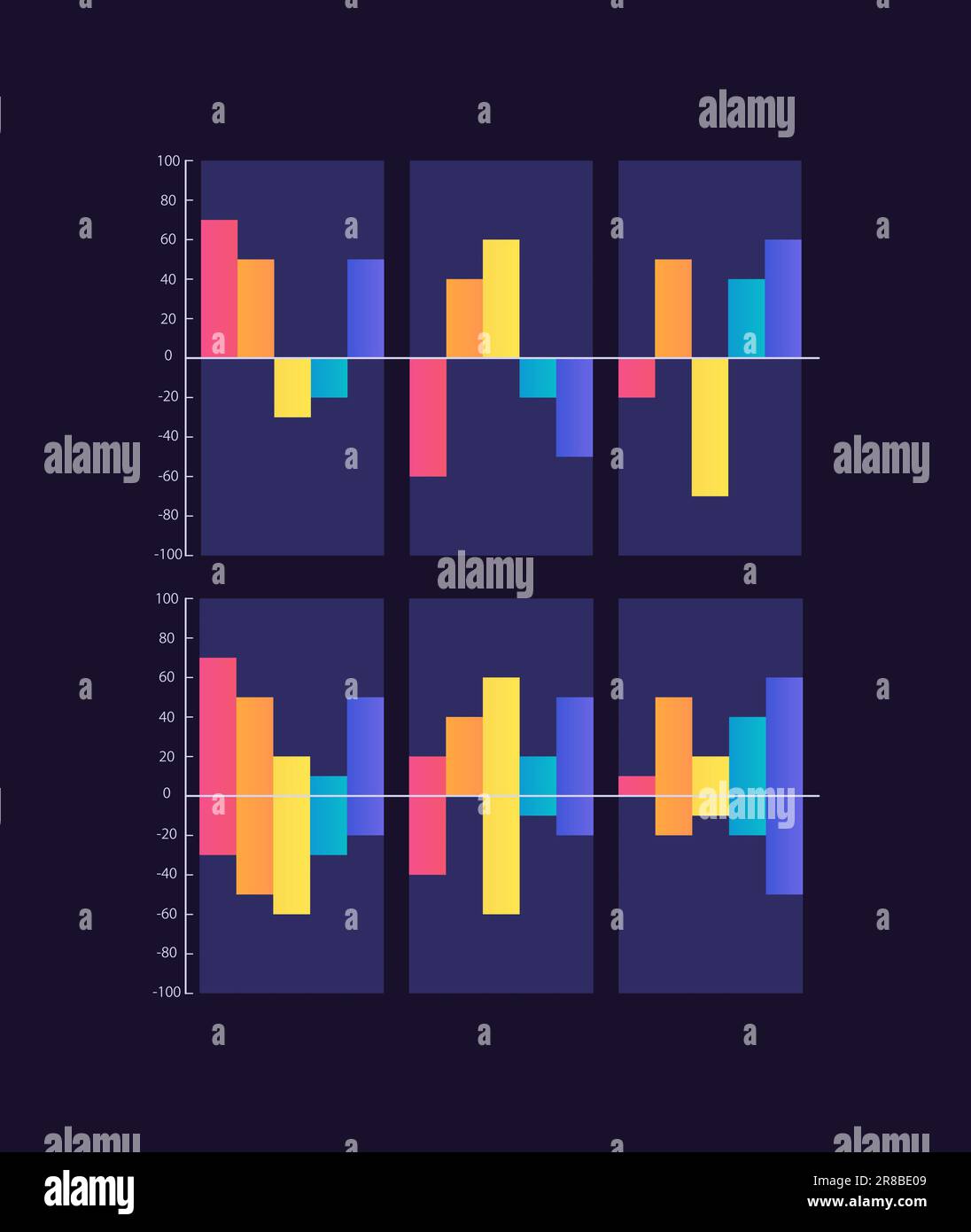 Ups and downs infographic chart design template set for dark theme ...