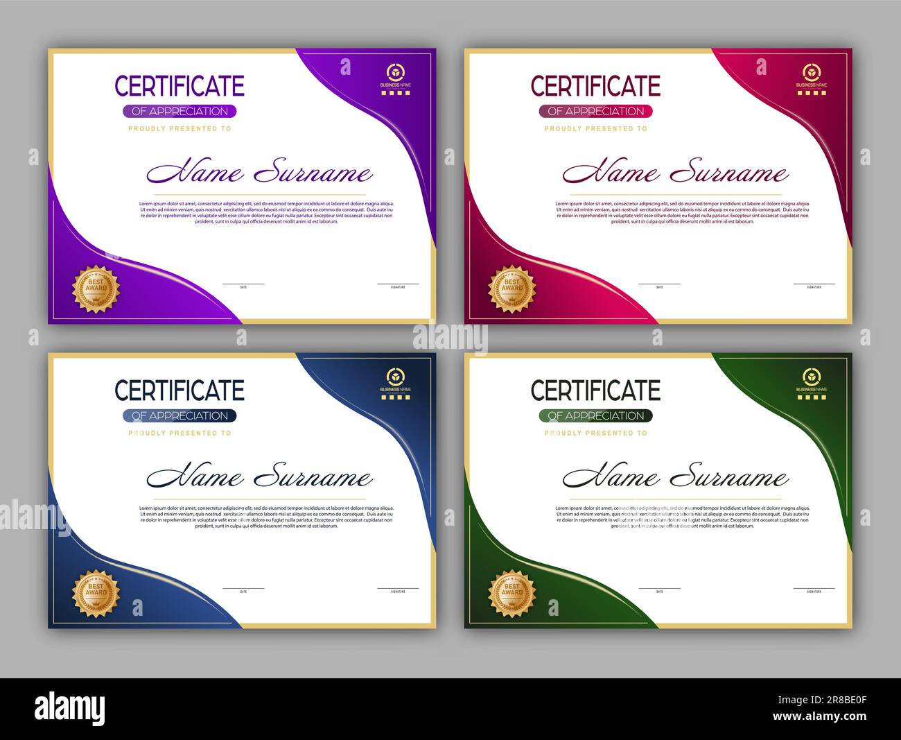 Certificate. A set of mock-ups of the certificate of recognition of ...